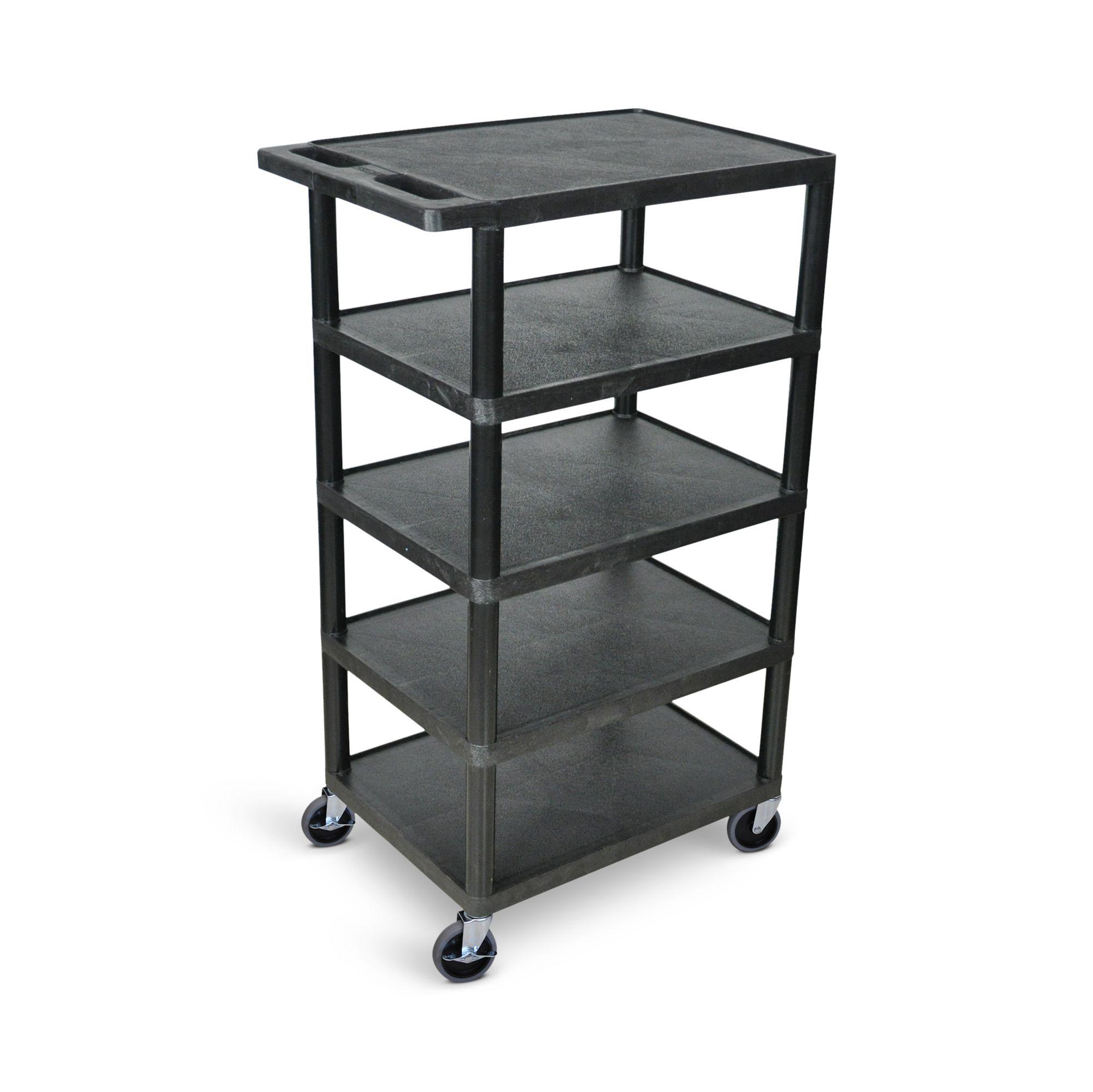 Luxor Five Flat-Shelf Structural Foam Plastic Cart | DiaMedical USA