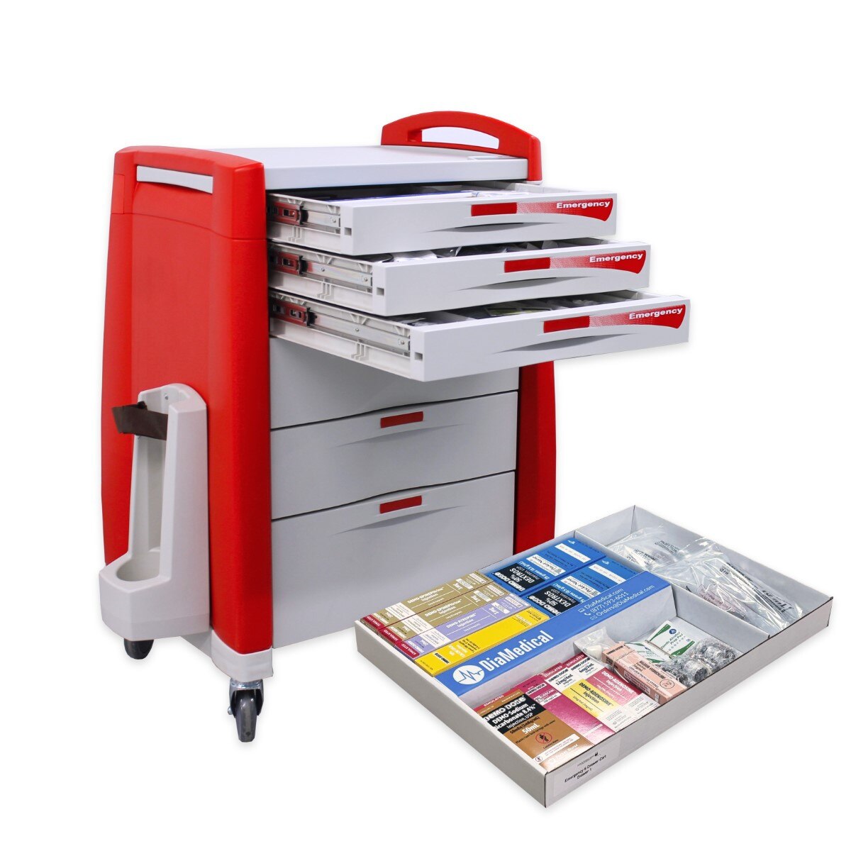 SimLabSolutions Simulated Loaded 6 Drawer Emergency Crash Cart ...