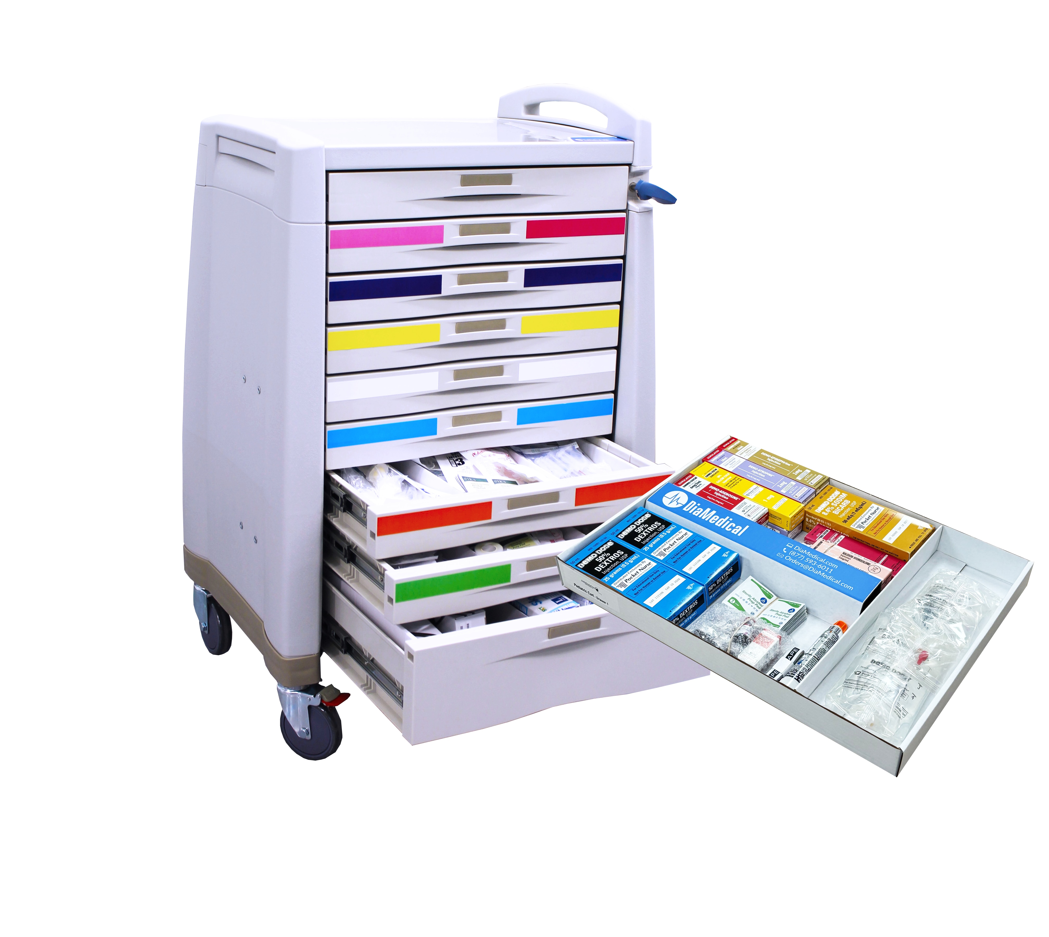 SimLabSolutions Simulated Loaded 9 Drawer Pediatric Crash Cart ...