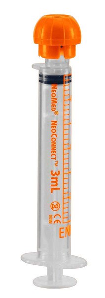 NeoMed Oral/Enteral Syringe with ENFit Connector, 3mL, Orange | DiaMedical
