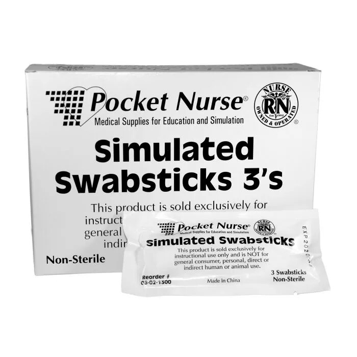 Pocket Nurse Simulated Swabsticks with Distilled Water - 25/Box ...