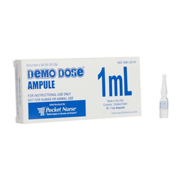 Demo Dose 1 mL Clear Ampules - 10/Box | DiaMedical
