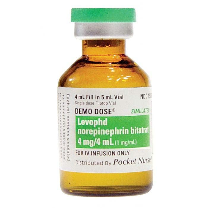 Demo Dose® Norepinephrin Bitartrat (Levophd) 4mg/4mL Vial | DiaMedical USA