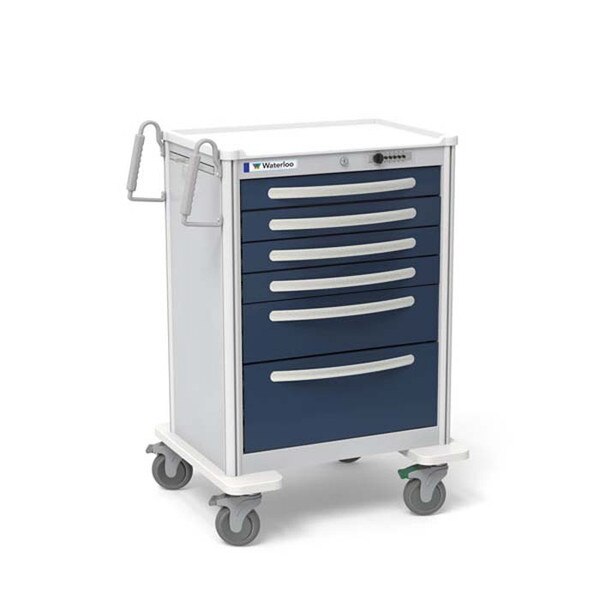 Waterloo 6 Drawer Tall Aluminum Anesthesia Cart with Push Button Lock ...