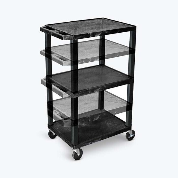 Luxor Multi-Height Av Cart - 3 Shelves, Electric - Black Legs ...