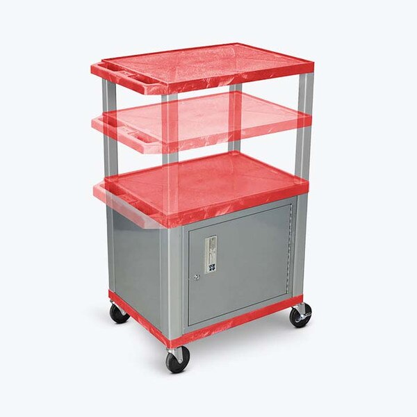 Luxor Multi-Height AV Cart - 3 Shelves, Cab, Electric - Nickel ...