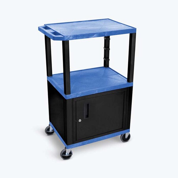 Luxor 42"H Av Cart - 3 Shelves, Cabinet ,Electric- Black Legs ...
